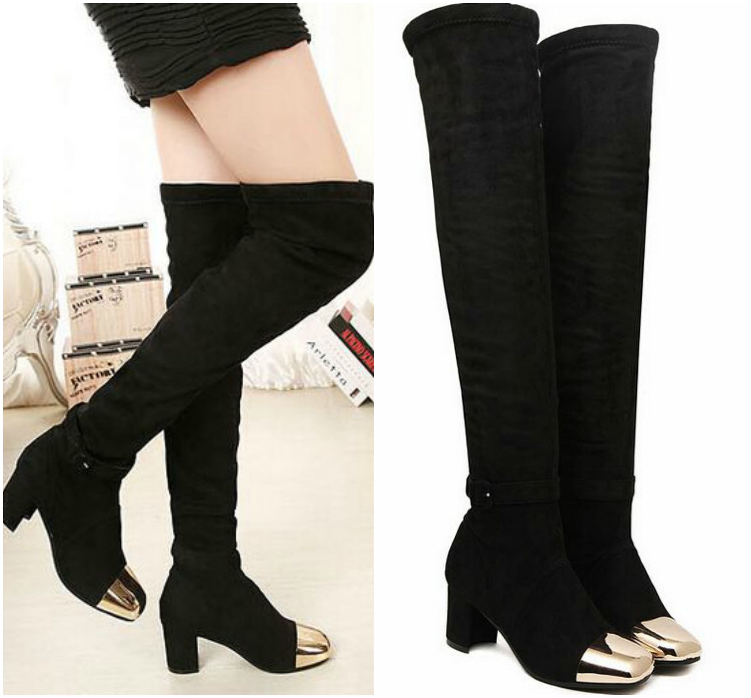 Classy Black Over The Knee Boots On Luulla